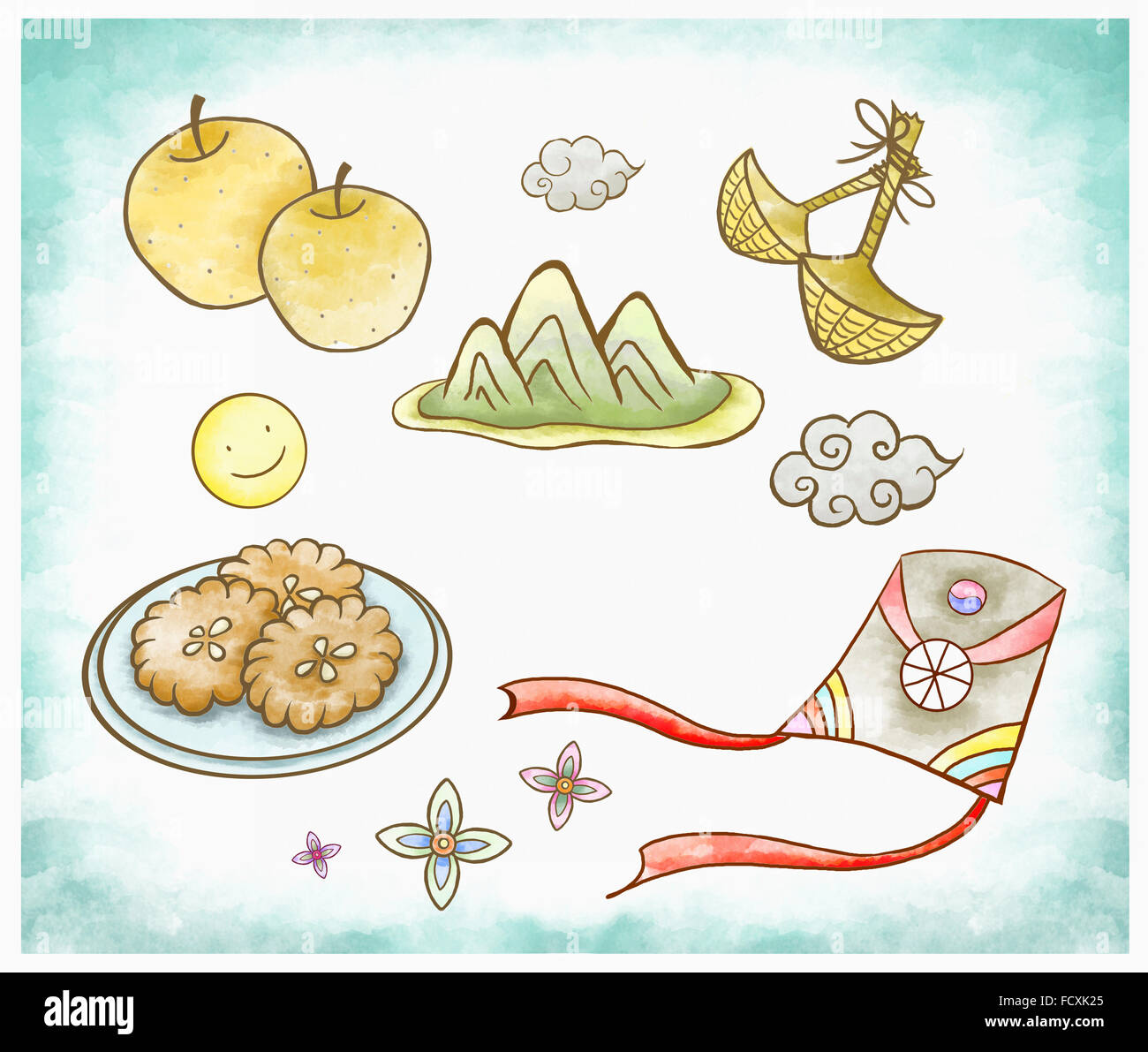Various icons of objects for traditional Korean culture Stock Photo - Alamy
