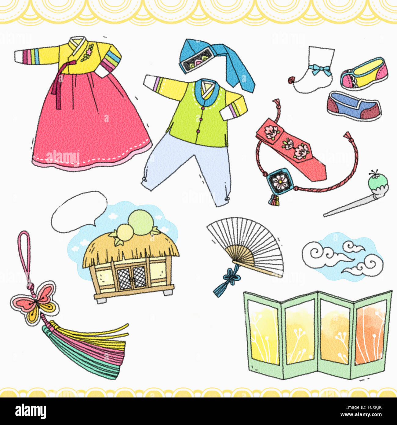 Various objects for traditional Korean holiday Stock Photo - Alamy