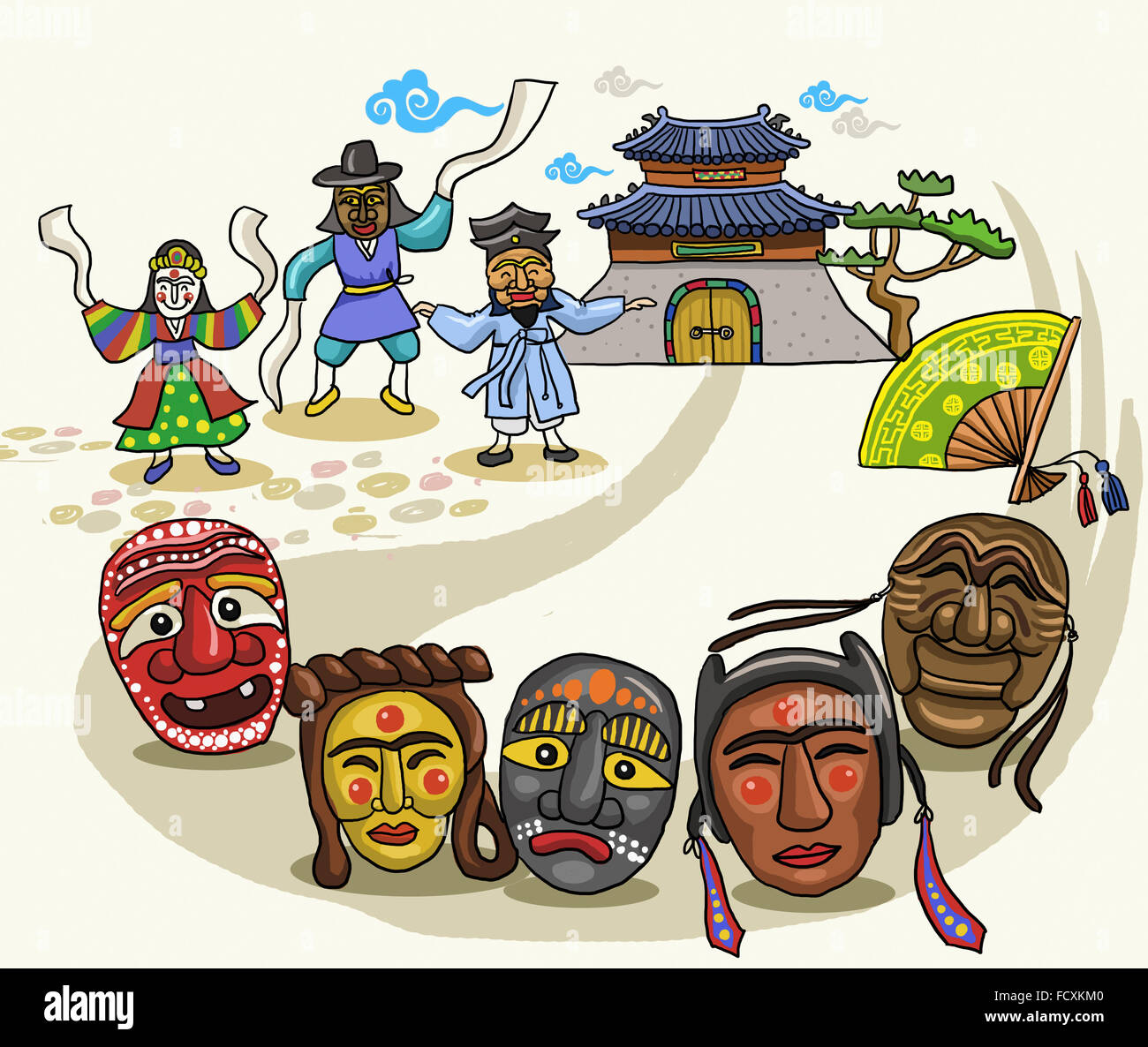 Traditional Korean culture, mask dance Stock Photo - Alamy