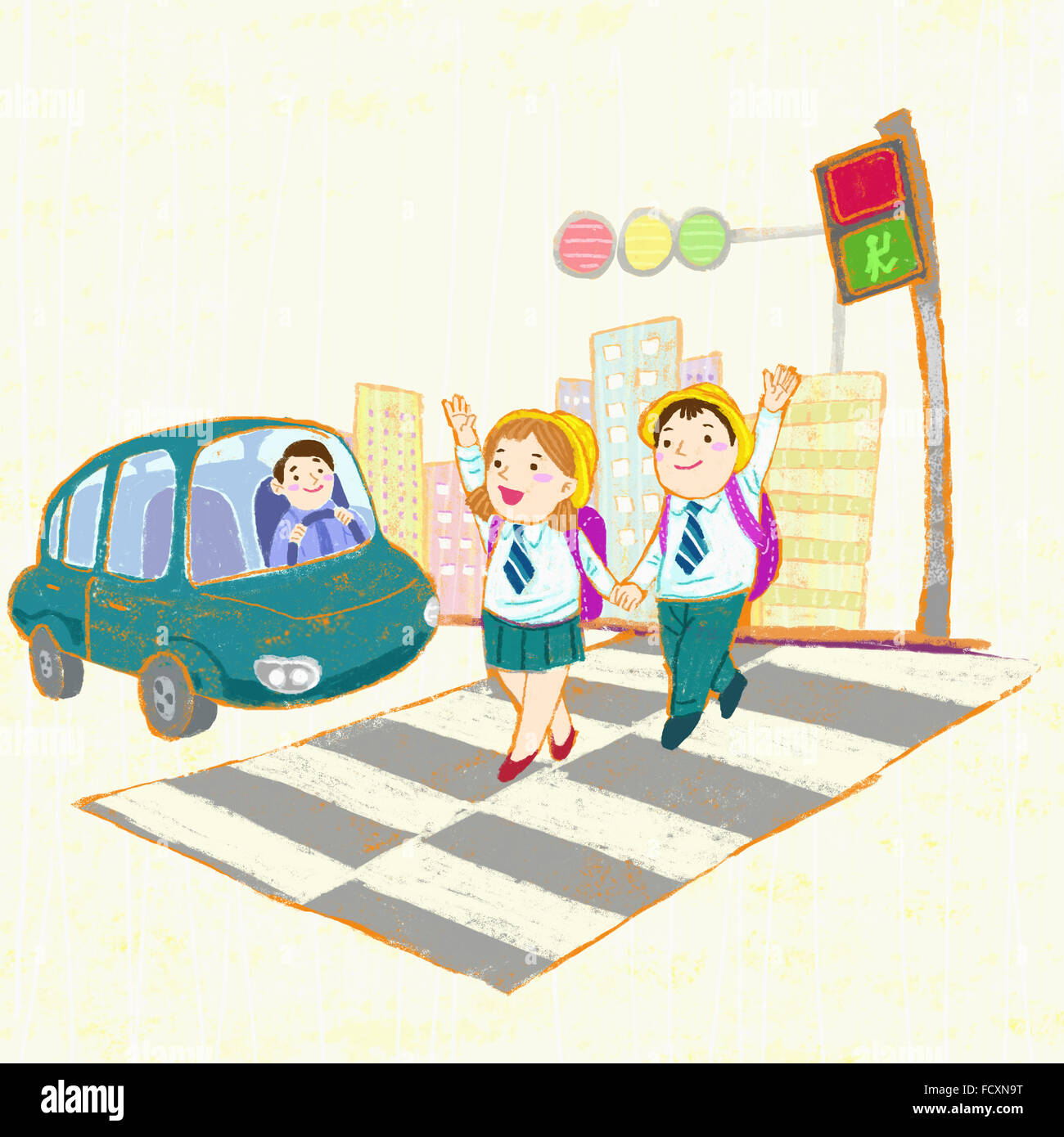 Child crossing road green traffic light hi-res stock photography and ...
