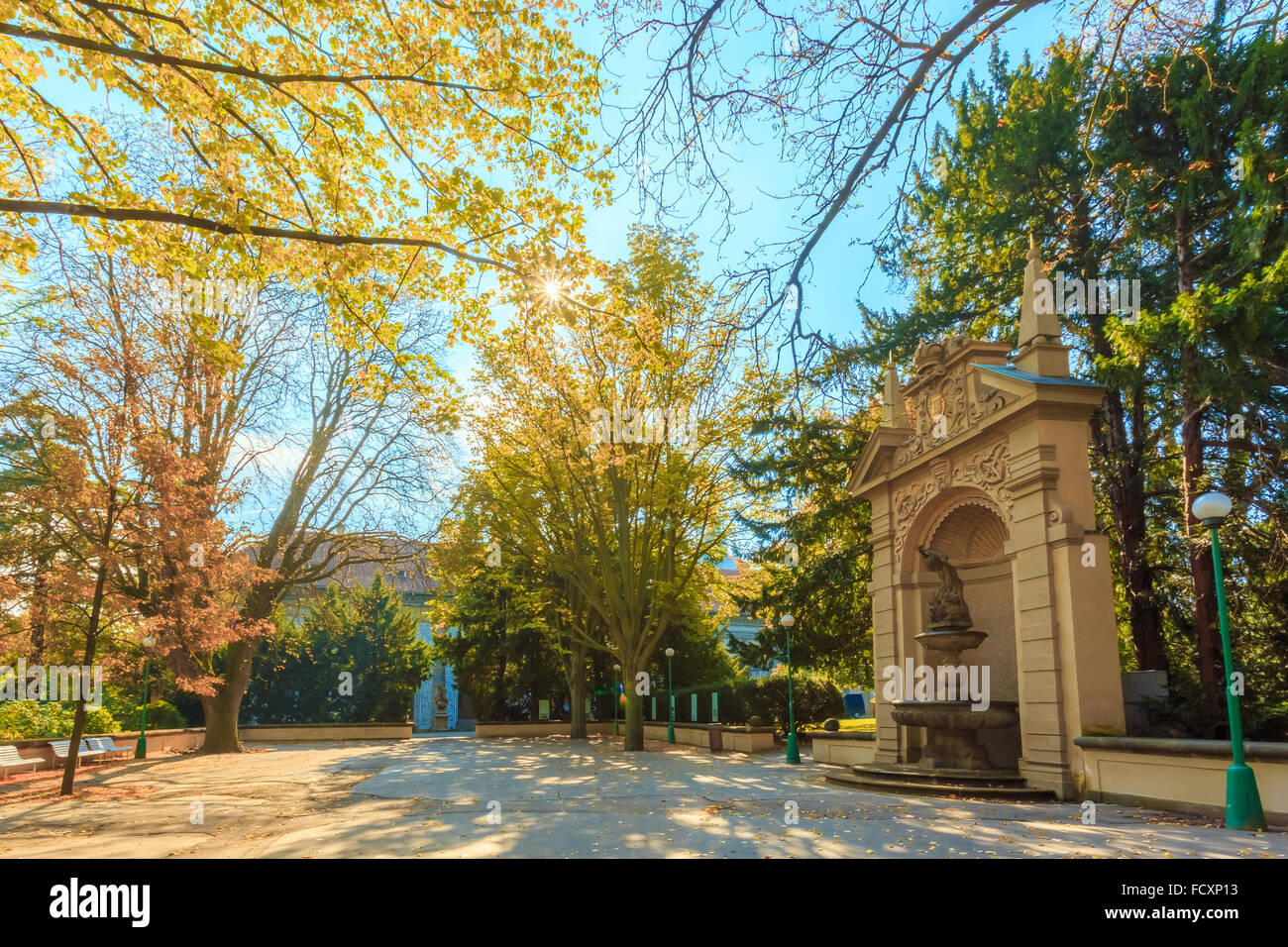 Park near Ball Game Hall in the Royal Garden in Prague, Czech Republic ...
