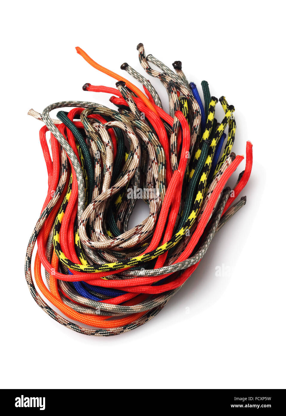 Bundle of Colourful Para Cords on White Background Stock Photo - Alamy
