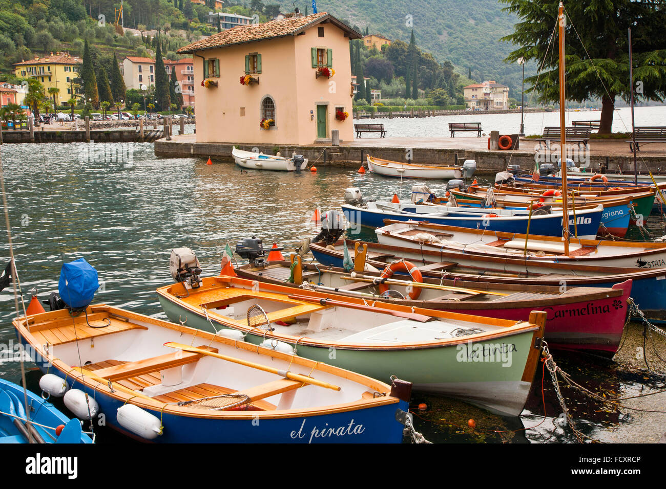 Rowing boats in harbour, Torbole, Lake Garda, Italy Stock Photo - Alamy