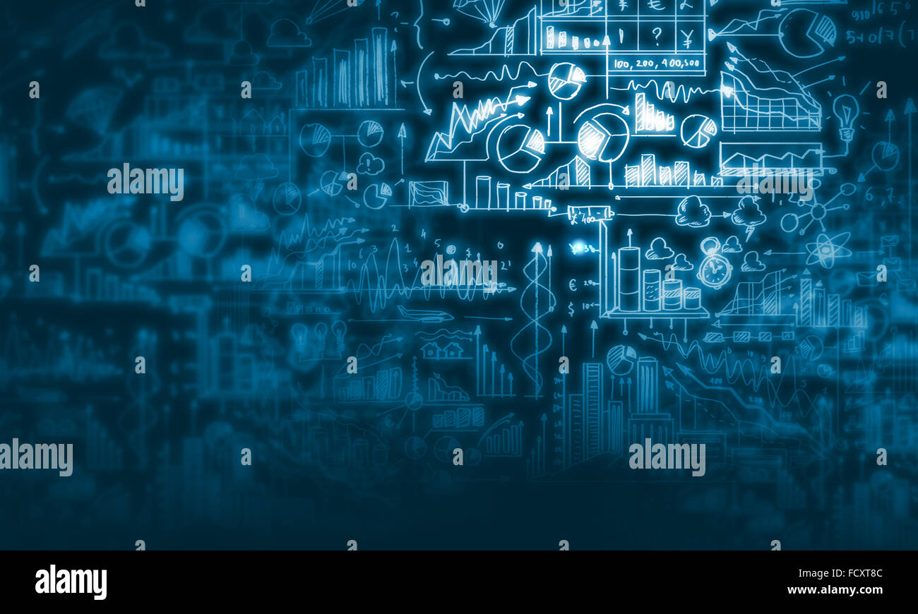 Background image with business sketch and strategy drawings Stock Photo ...