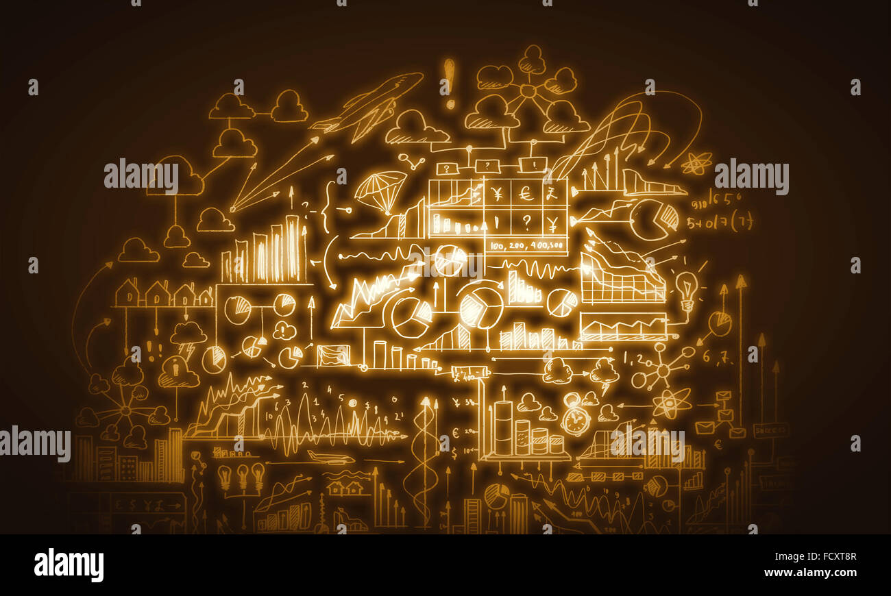 Background image with business sketch and strategy drawings Stock Photo ...