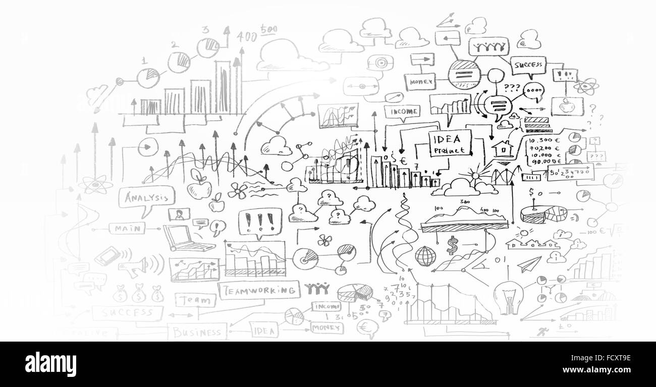 Background image with business sketch and strategy drawings Stock Photo ...