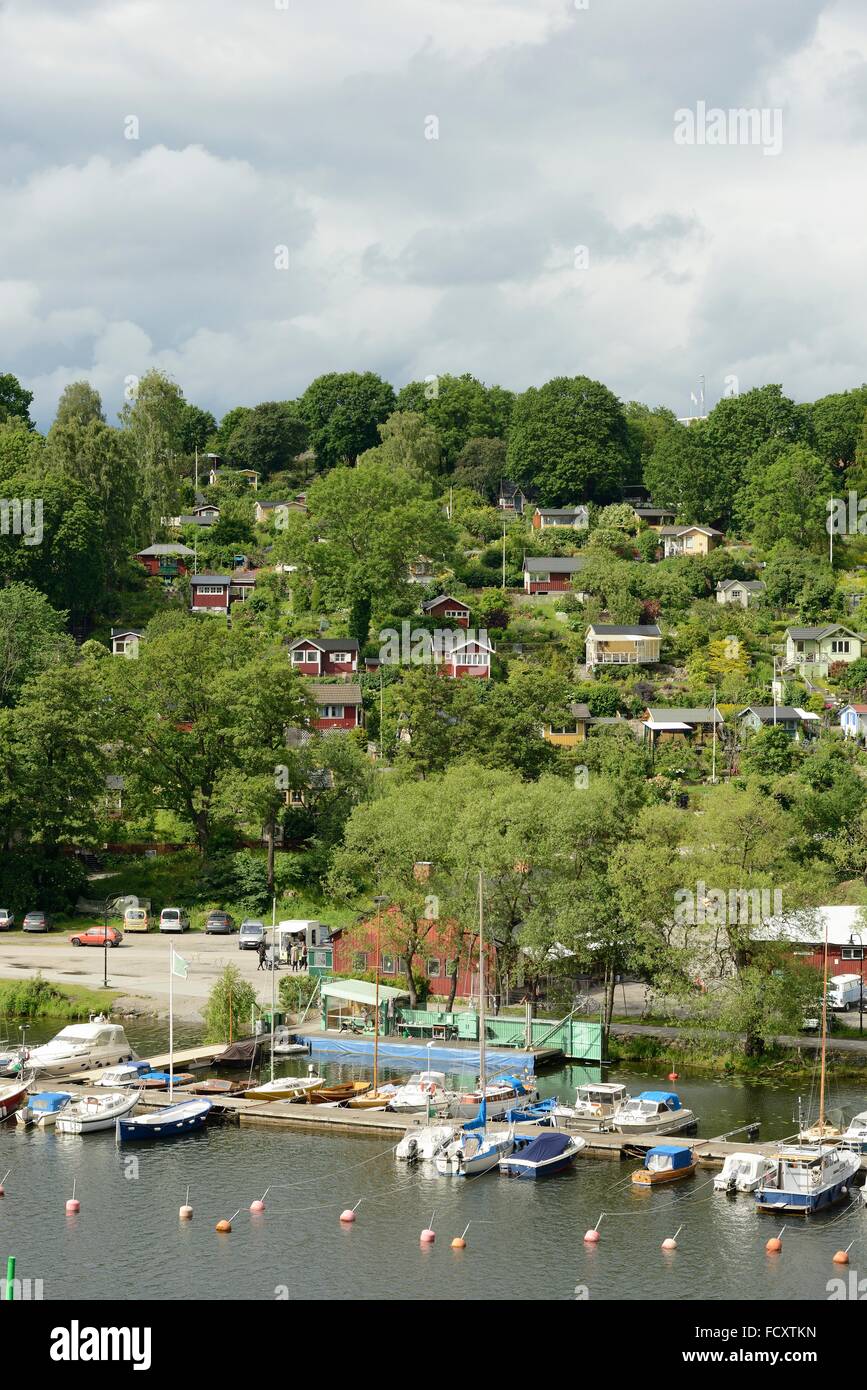 Stockholm embankment with boats Stock Photo - Alamy