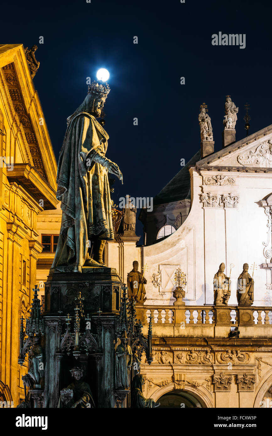Prague in the full moon night hi-res stock photography and images - Alamy