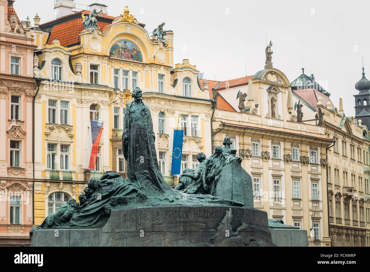 Prague old town square statue hi-res stock photography and images - Alamy