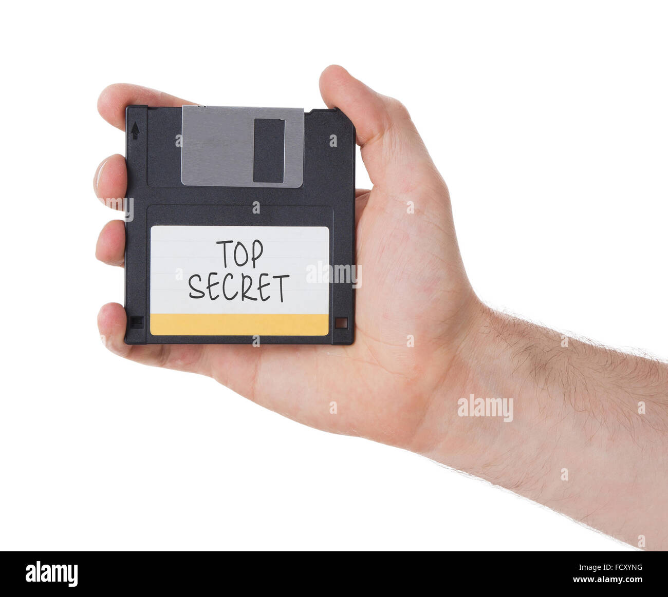 Floppy disk, data storage support, isolated on white - Top secret Stock ...