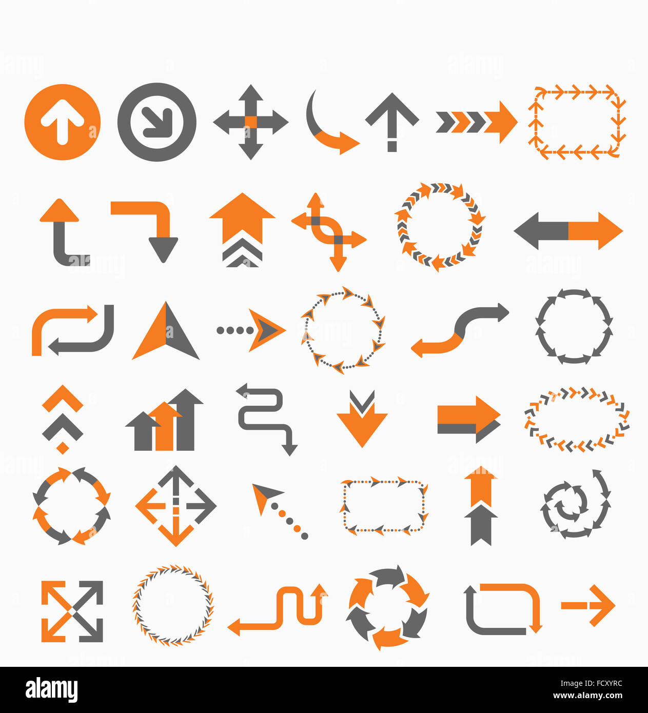 Various styles of arrows in orange and gray Stock Photo - Alamy