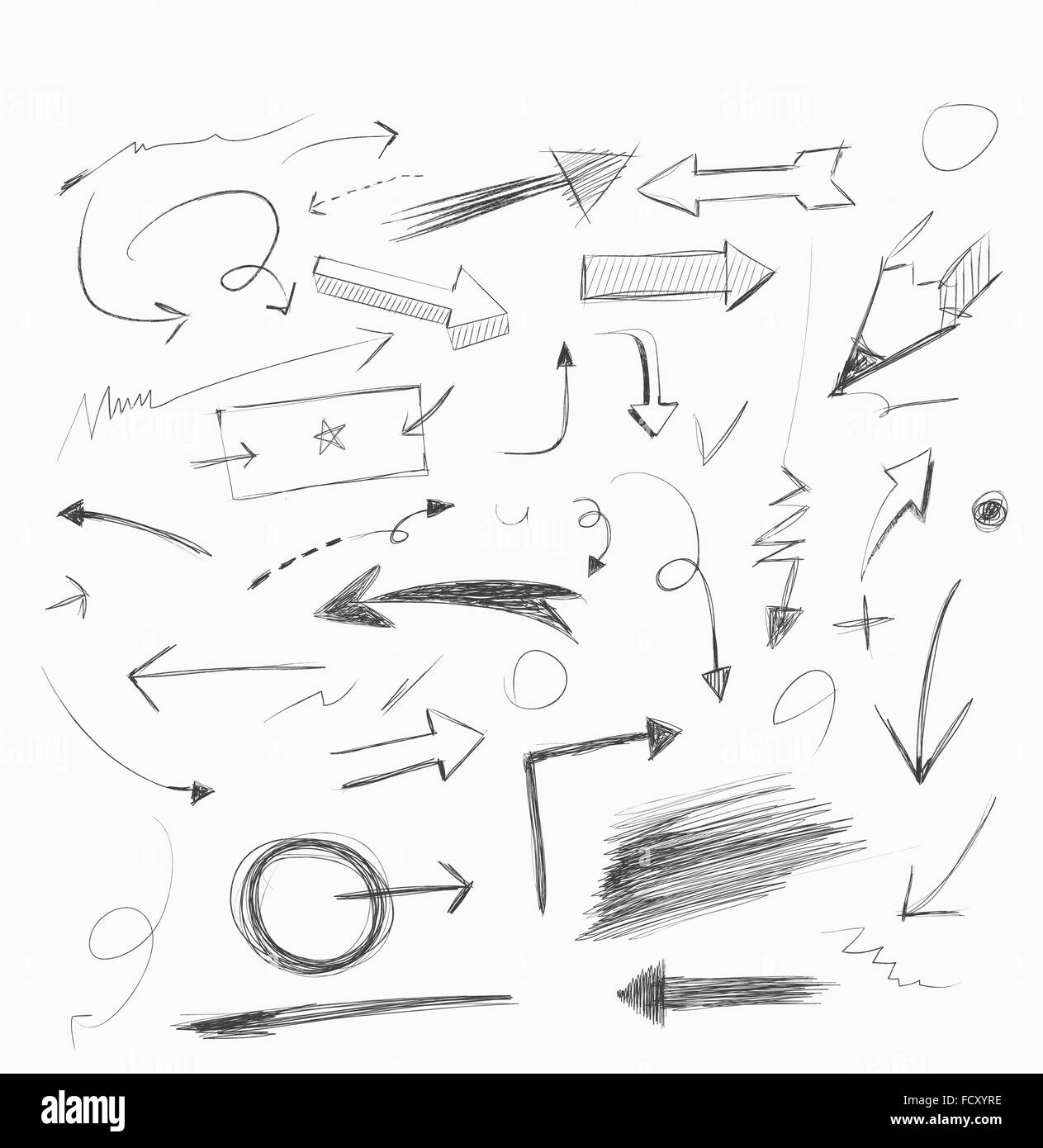 Various styles of arrows in illustration Stock Photo - Alamy