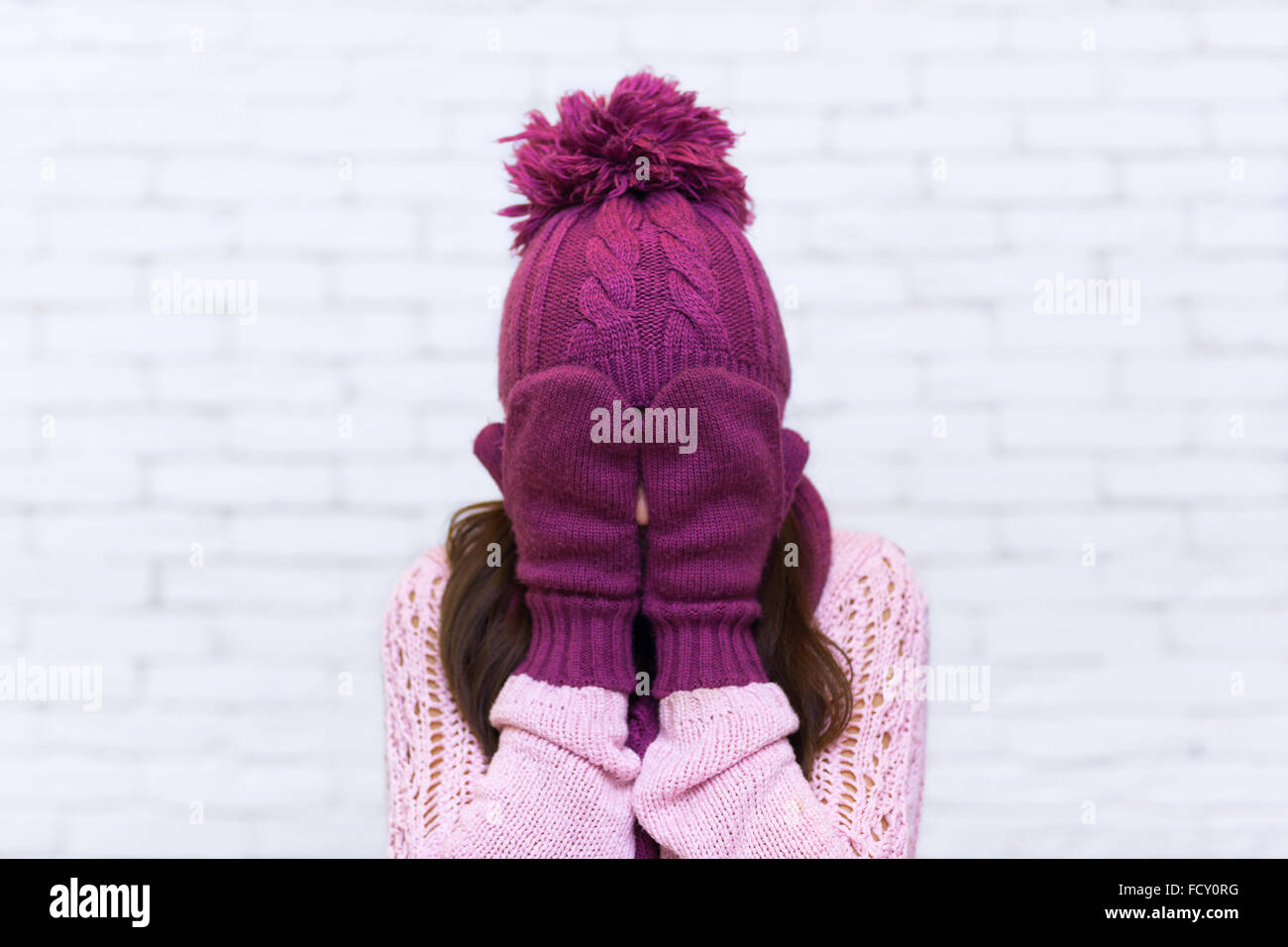 Attractive Teenage Girl Holding Arms Covering Face Emotional Stock ...