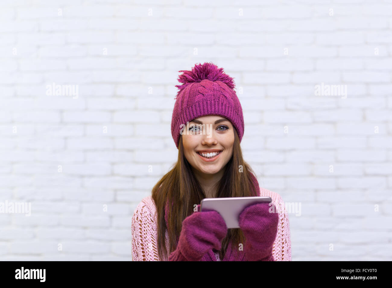 Attractive Teenage Girl Texting Message Communication Using Cell Smart ...