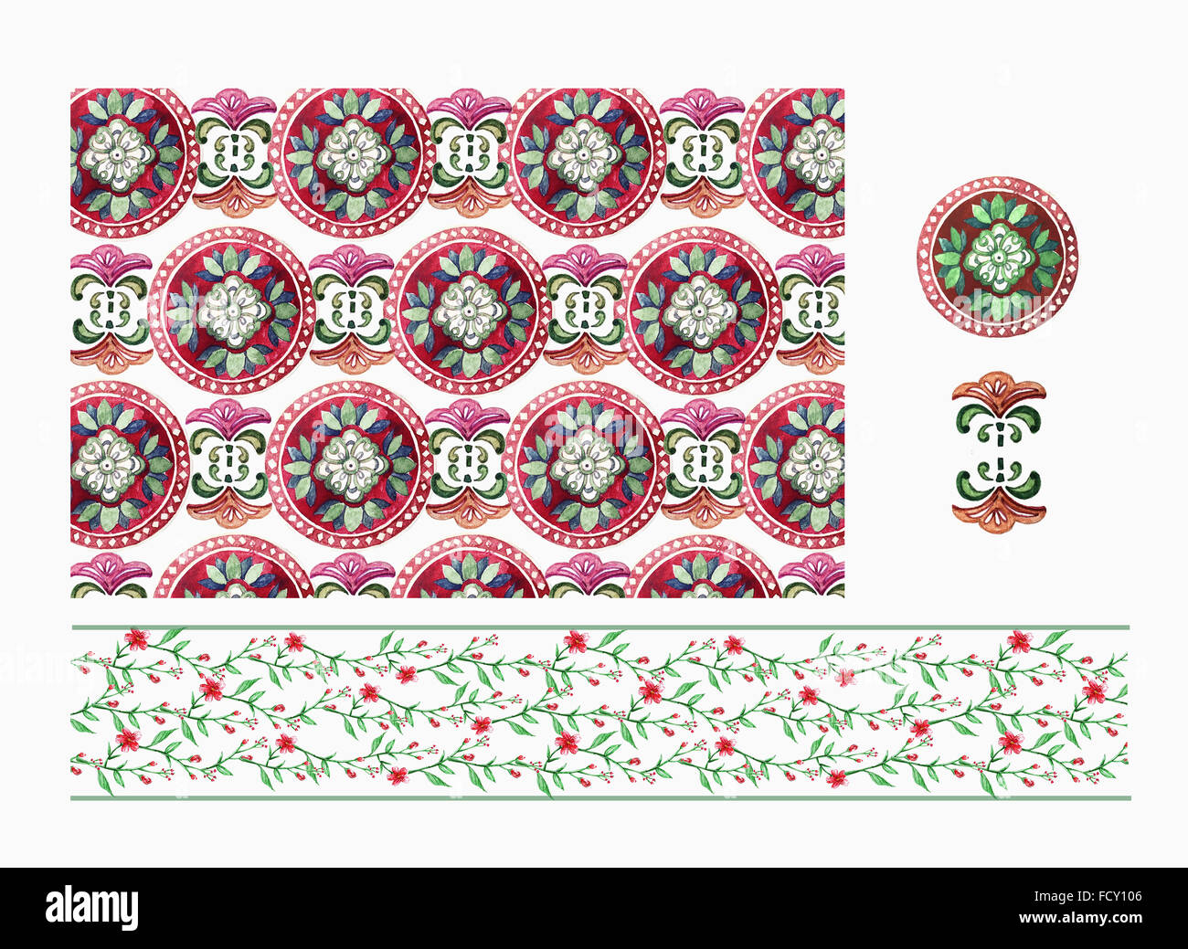 Korean traditional patterns in watercolor illustration Stock Photo - Alamy