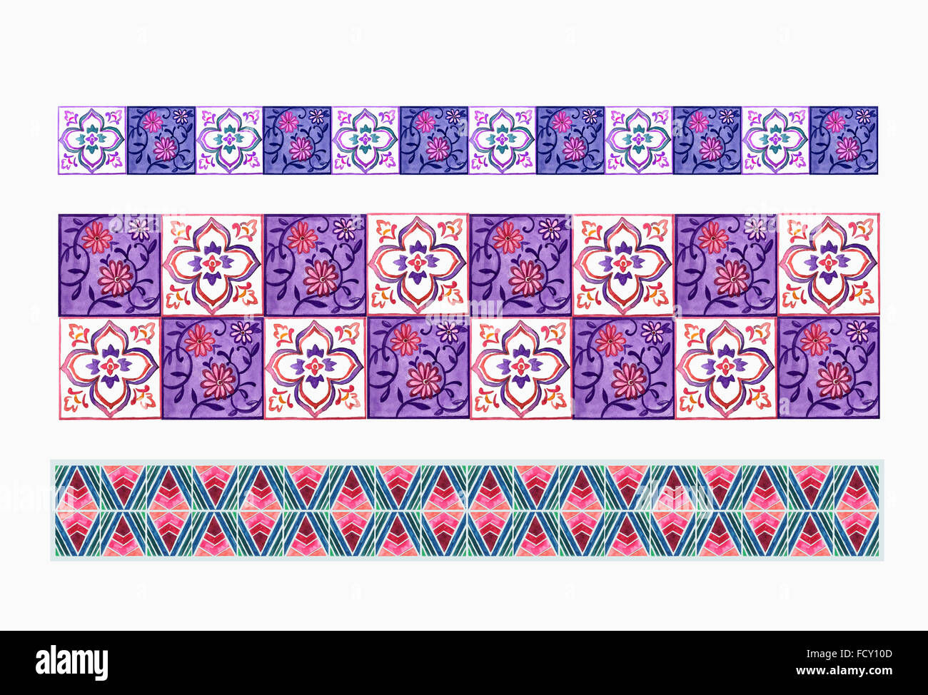 Korean traditional patterns in watercolor illustration Stock Photo - Alamy