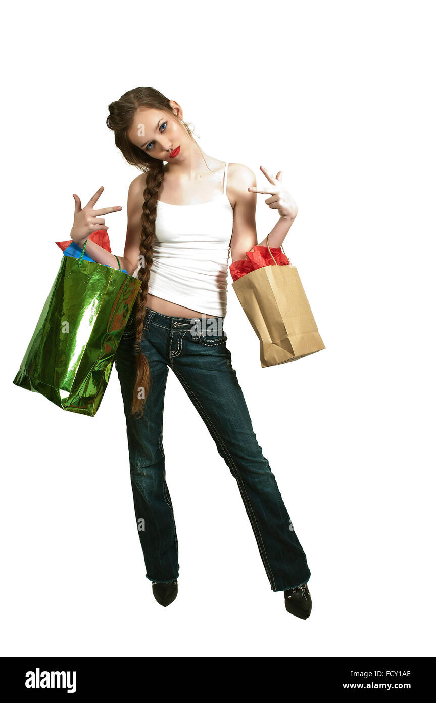 A beautiful young woman on a shopping spree Stock Photo - Alamy