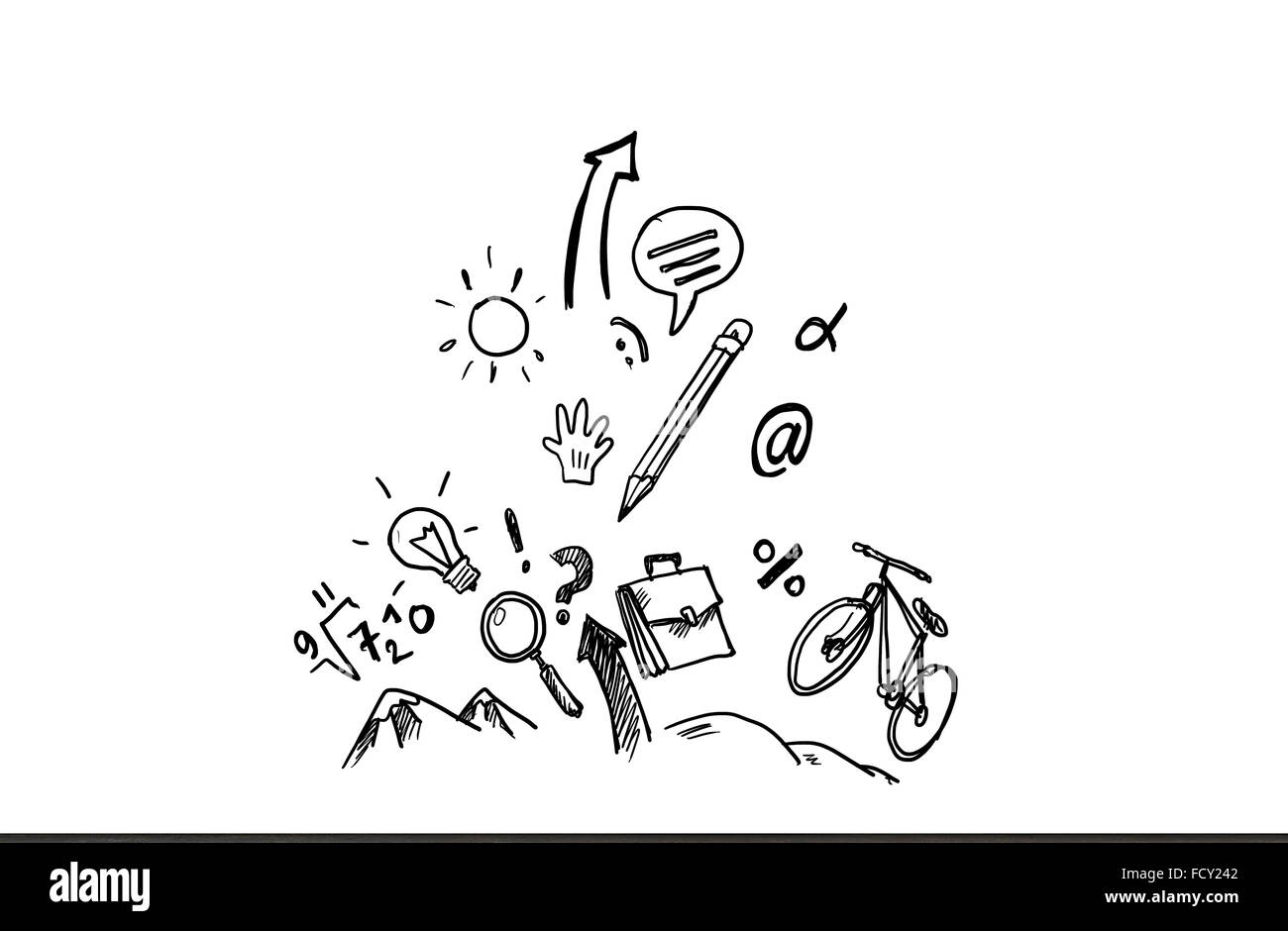 Background image with sketches of life values Stock Photo - Alamy