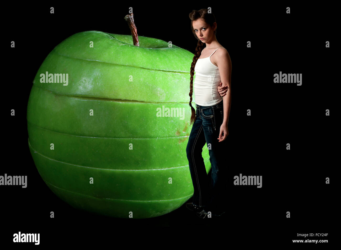 Green apple on stack hi-res stock photography and images - Alamy