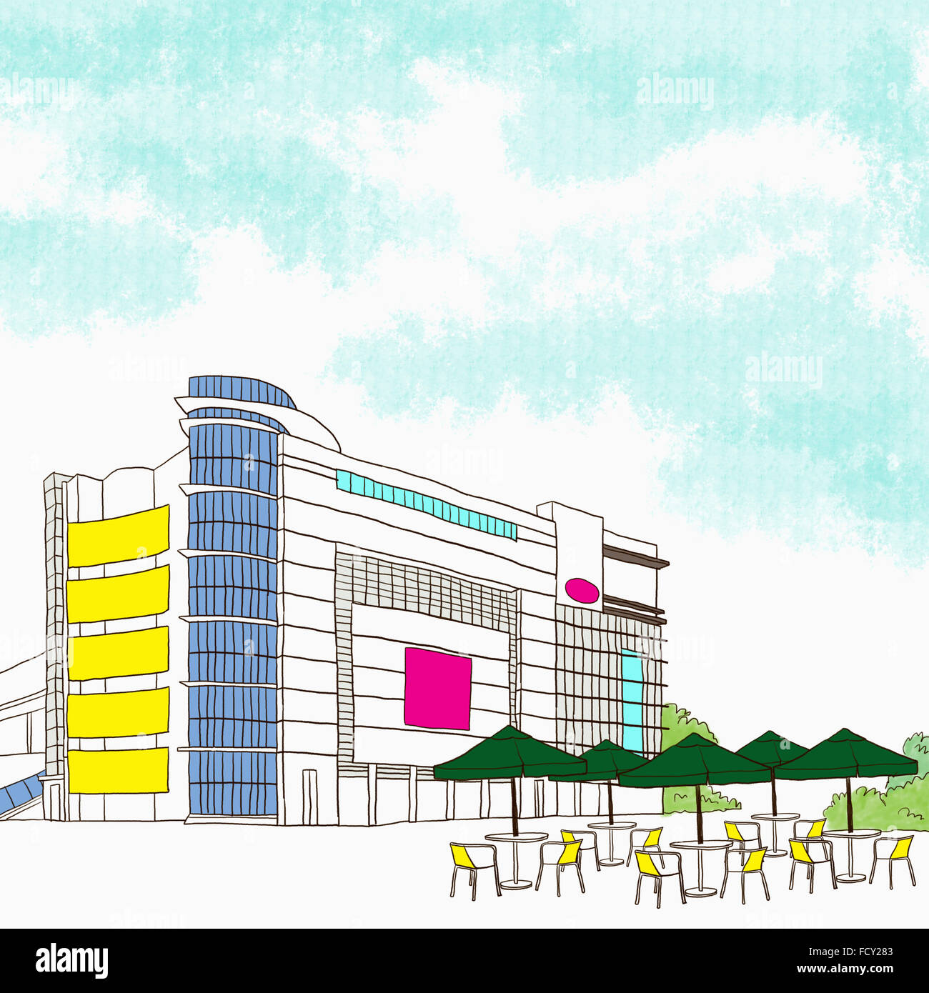 Sketch illustration describing terrace outside Stock Photo - Alamy