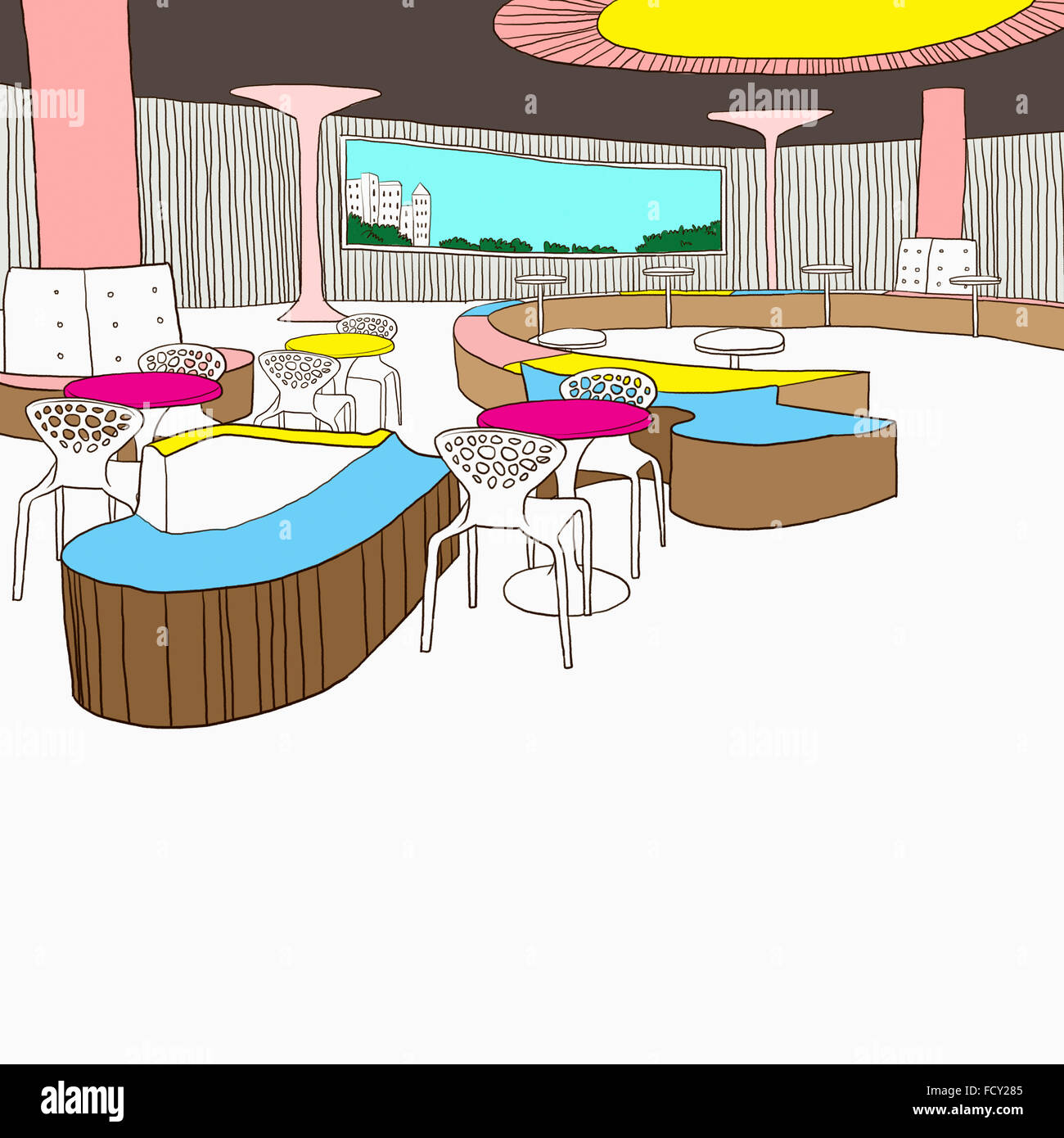 Sketch illustration describing cafe interior Stock Photo - Alamy