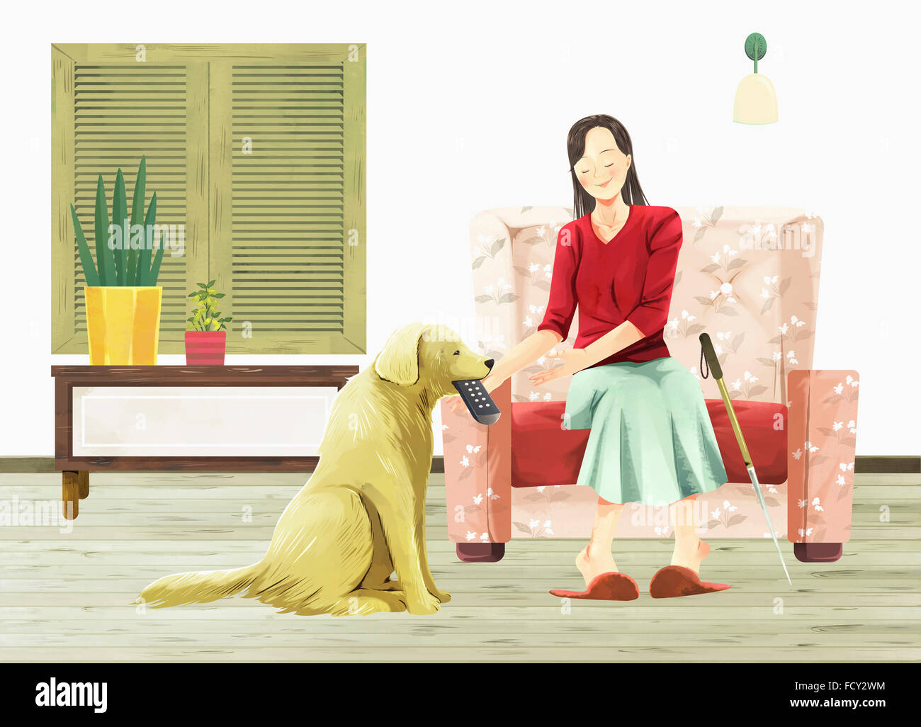 Illustration representing guide dog at home Stock Photo - Alamy