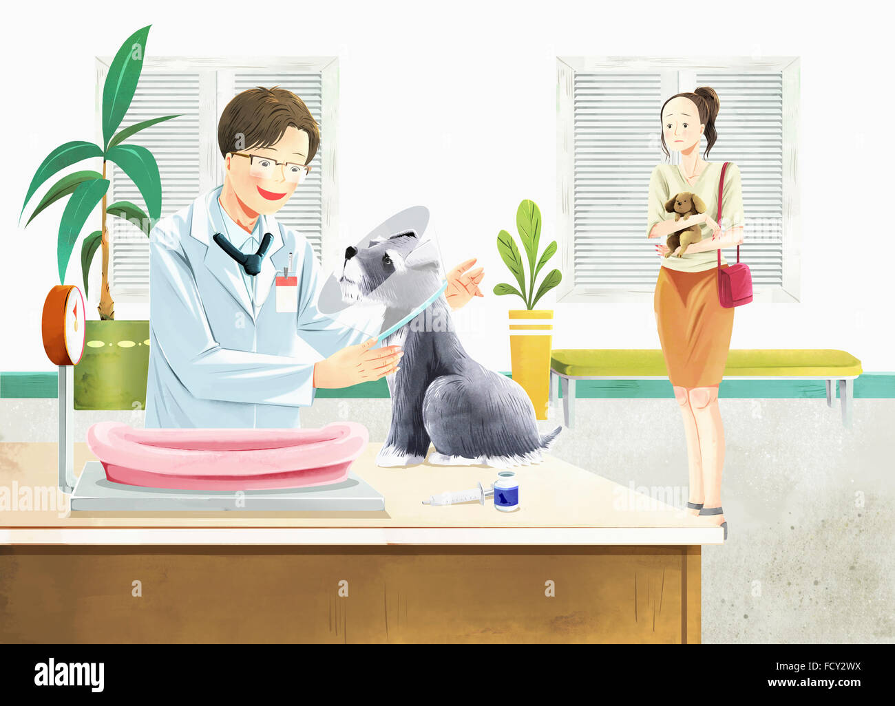 Illustration representing vet and animals Stock Photo - Alamy