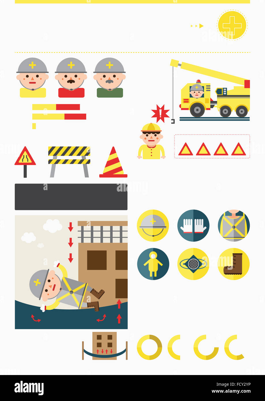 Various infographic images representing safety under construction Stock ...