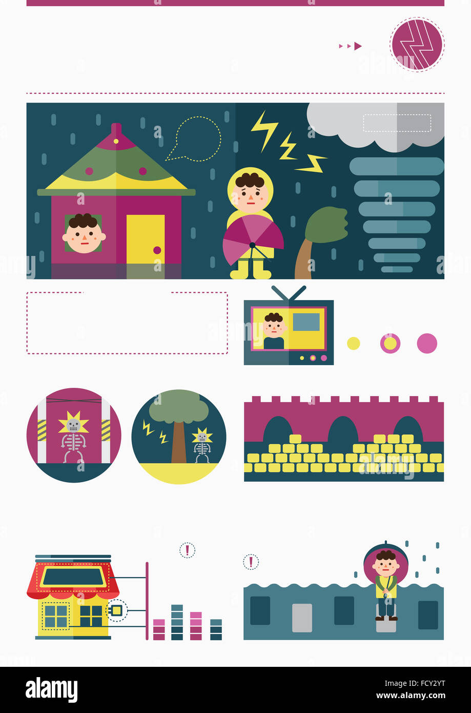 Various infographic images representing safety on electric shock Stock ...