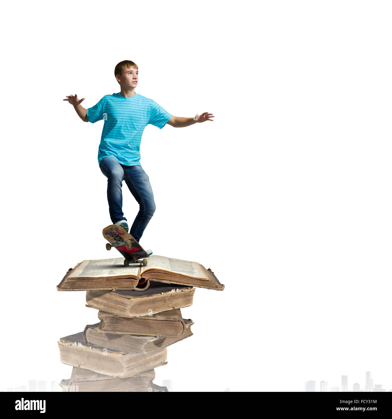 Boy reading books on Cut Out Stock Images & Pictures - Alamy