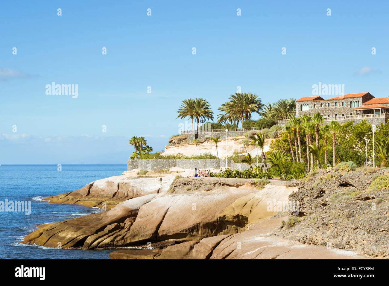 Plaza Playa del Duque, Duke Castle, Costa Adeje, Tenerife, Spain Stock ...