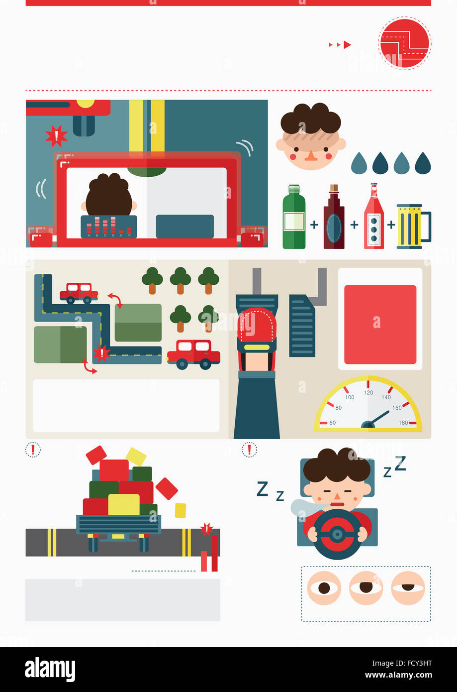 Various infographic images representing safety on driving Stock Photo ...