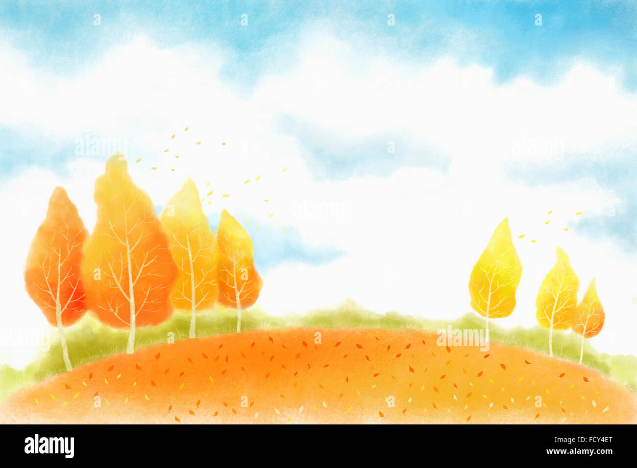 Copy space illustration of landscape representing fall Stock Photo - Alamy