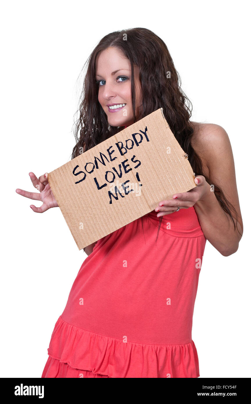 A beautiful young woman holding up a sign that says I am not always ...