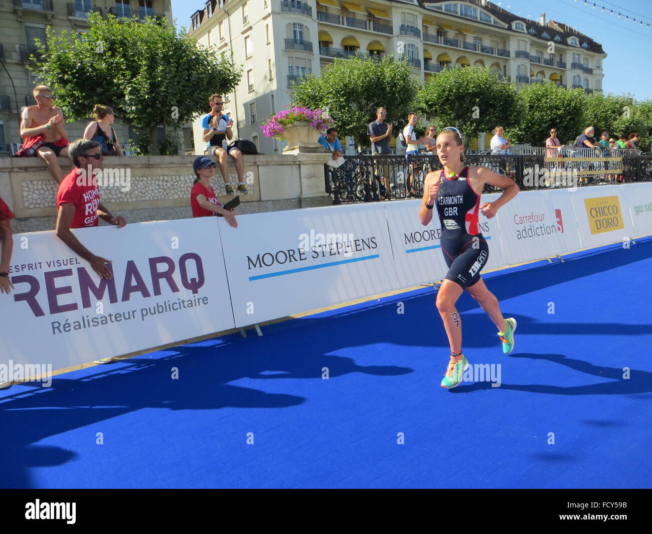 Jess Learmonth Team GB triathlete from Leeds nears the finish line ...