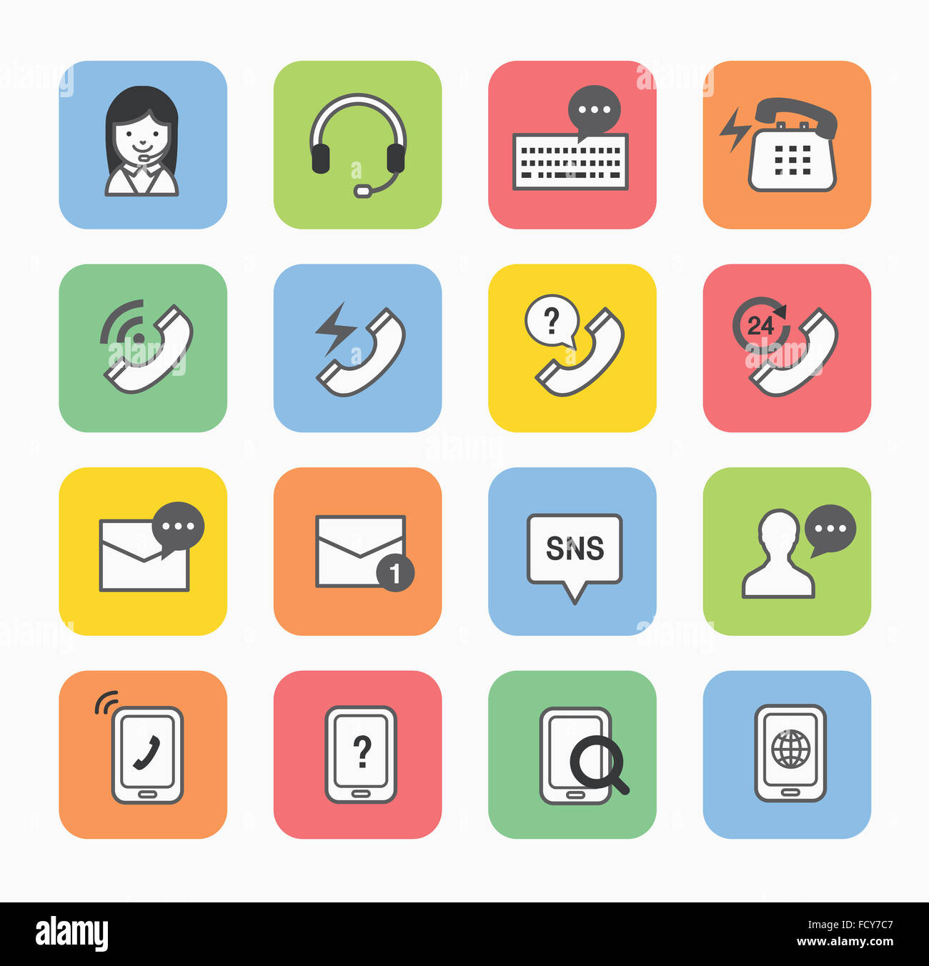 Collection of icons related to customer service Stock Photo - Alamy