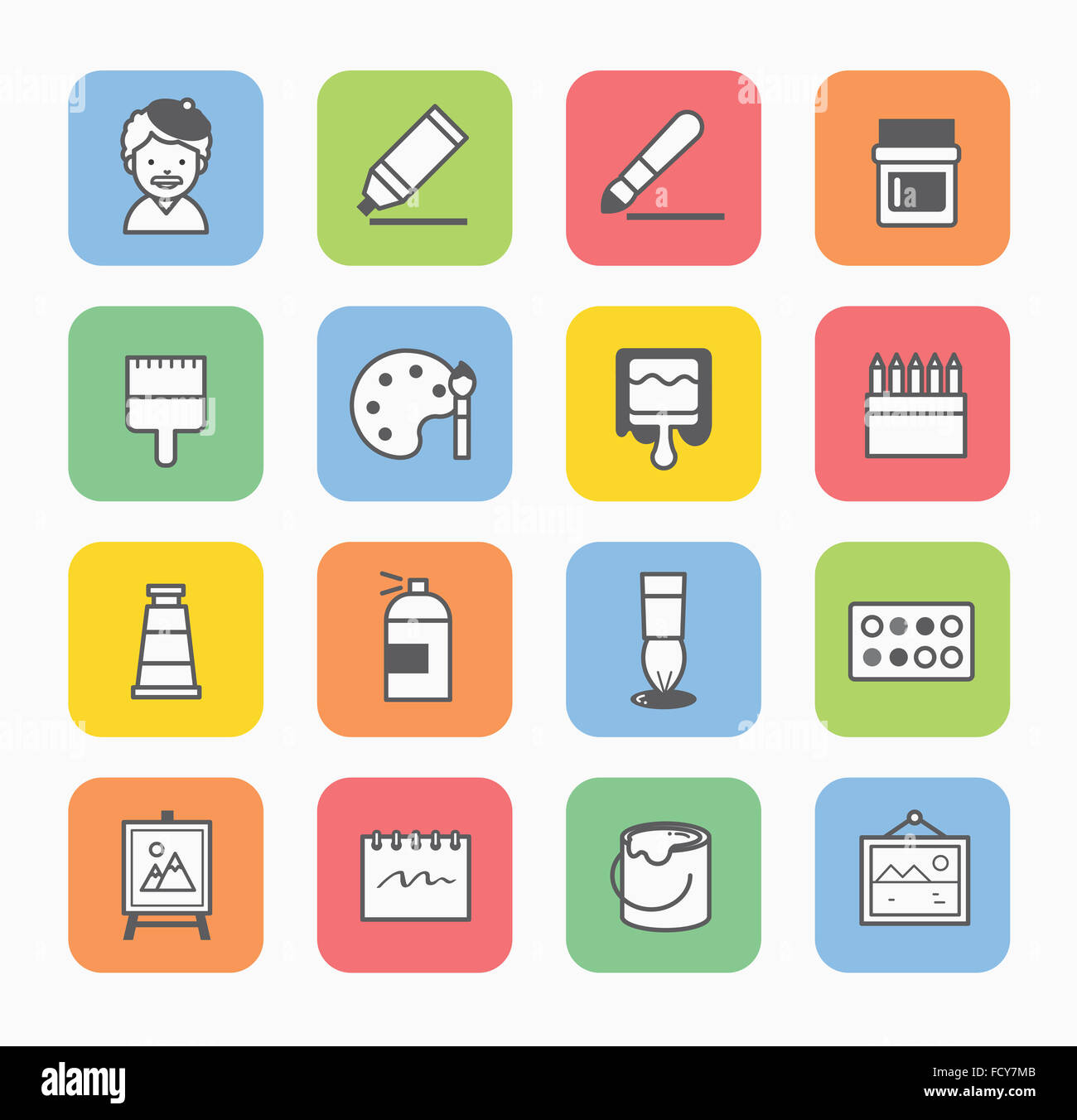 Collection of icons related to painting Stock Photo - Alamy