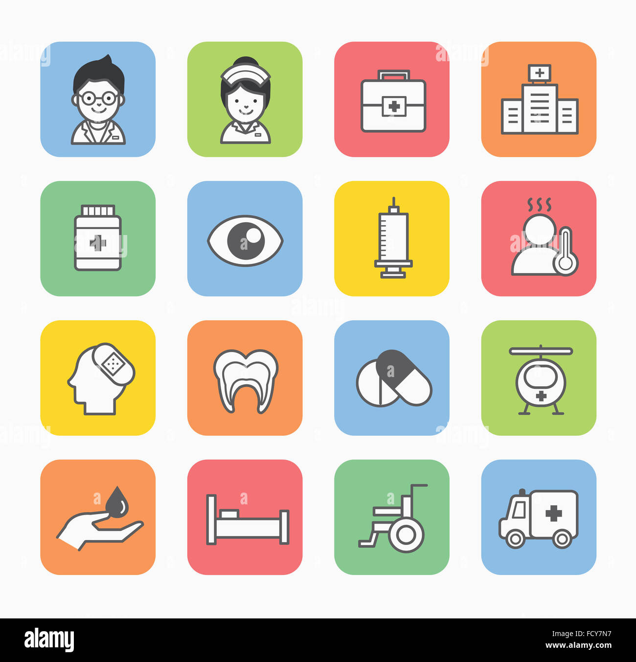 Collection of icons related to hospital Stock Photo - Alamy
