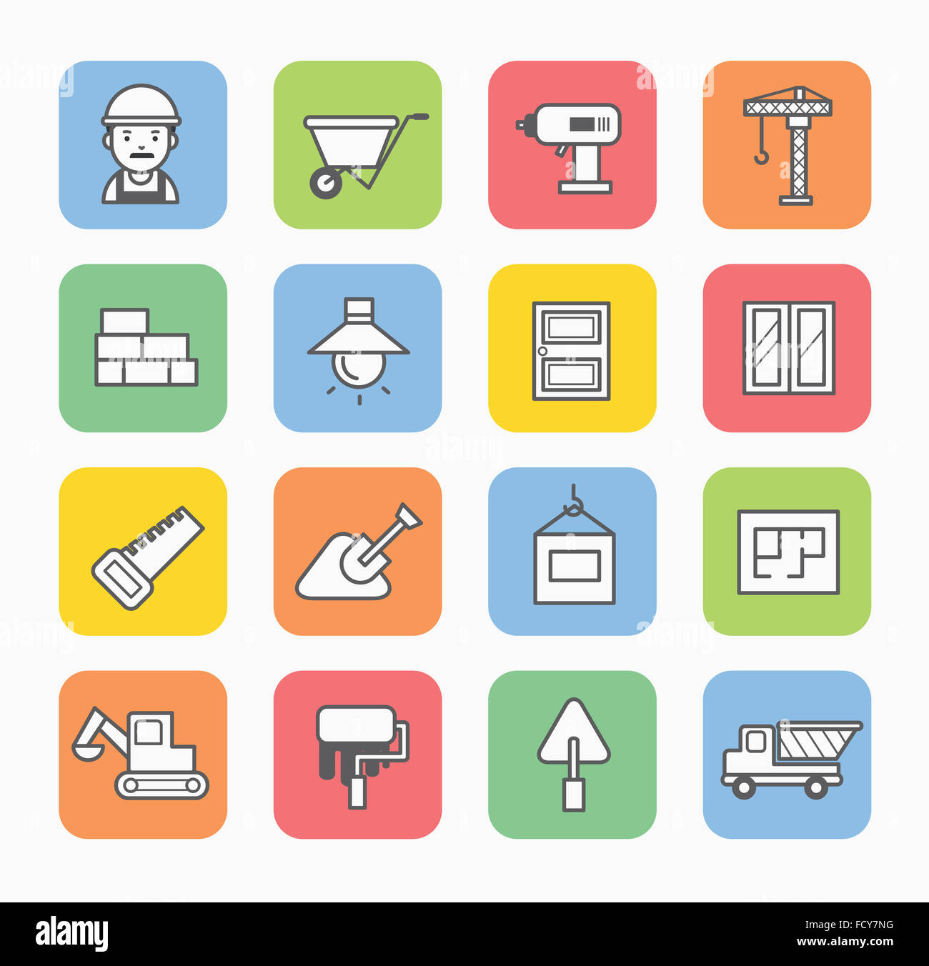 Collection of icons related to construction and building Stock Photo ...