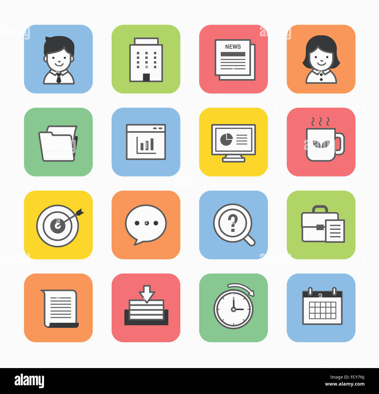 Collection of icons related to work and office Stock Photo - Alamy