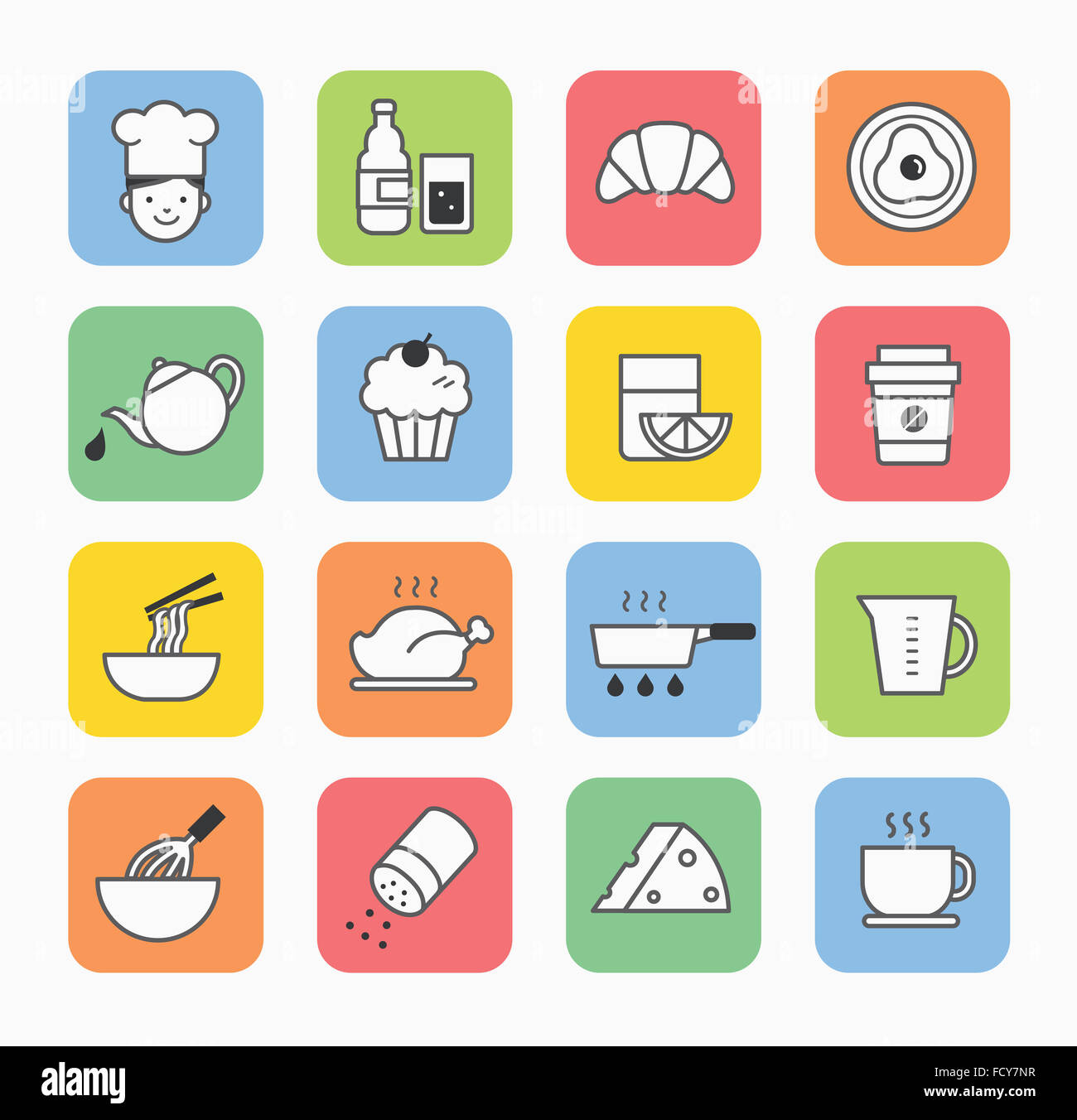 Various icons representing cooking Stock Photo - Alamy
