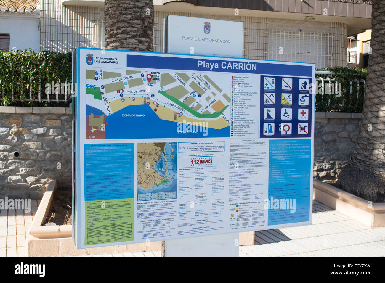 Information board for the Playa Carrion (Carrion beach) at Los ...