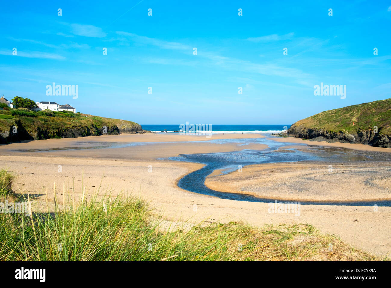 The beach at Porthcothan bay in north Cornwall, England, UK Stock Photo ...