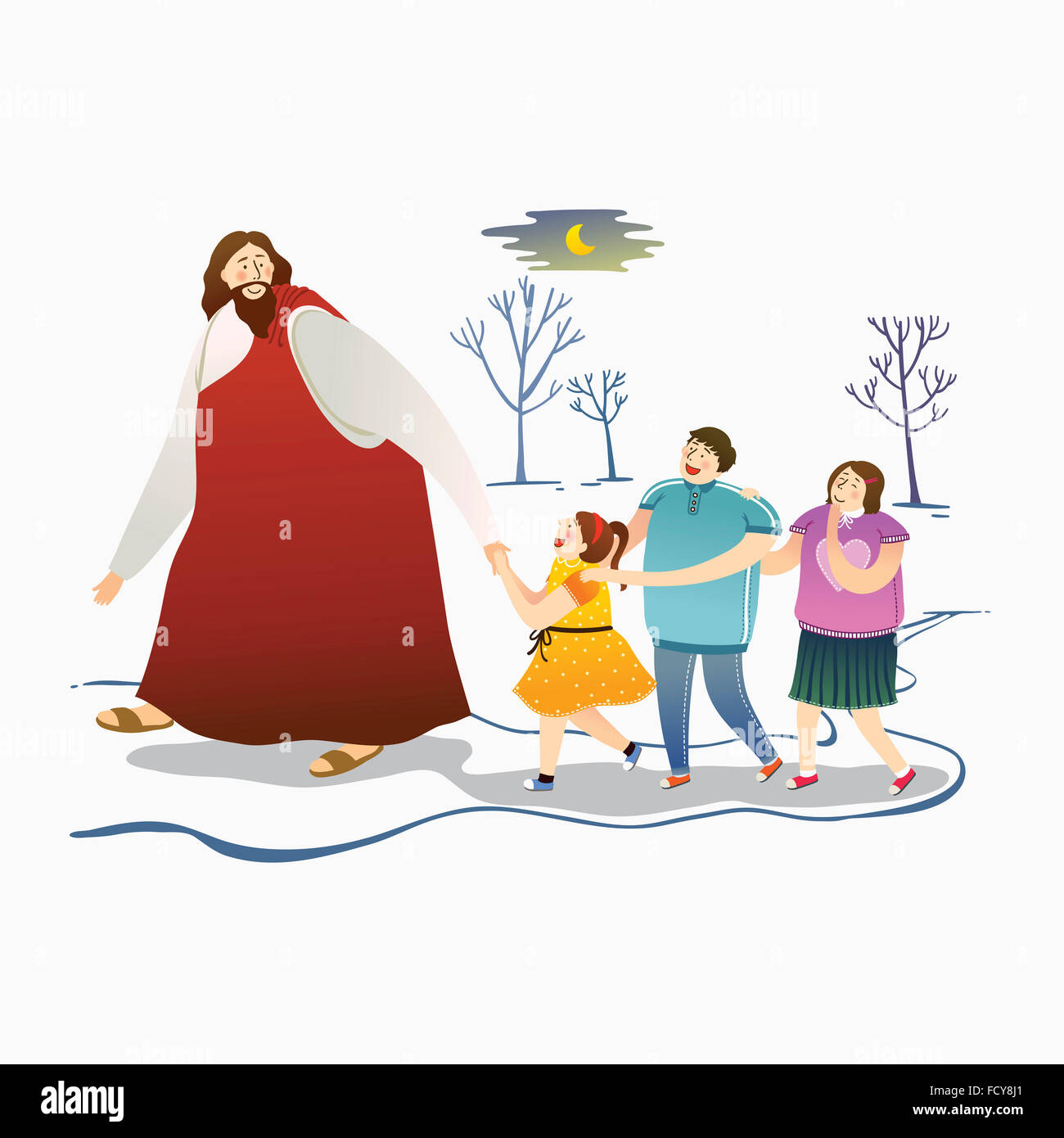 Jesus christ walking hand in Cut Out Stock Images & Pictures - Alamy