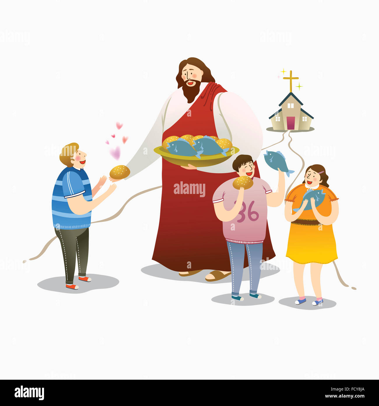 Male giving fish to female Cut Out Stock Images & Pictures - Alamy