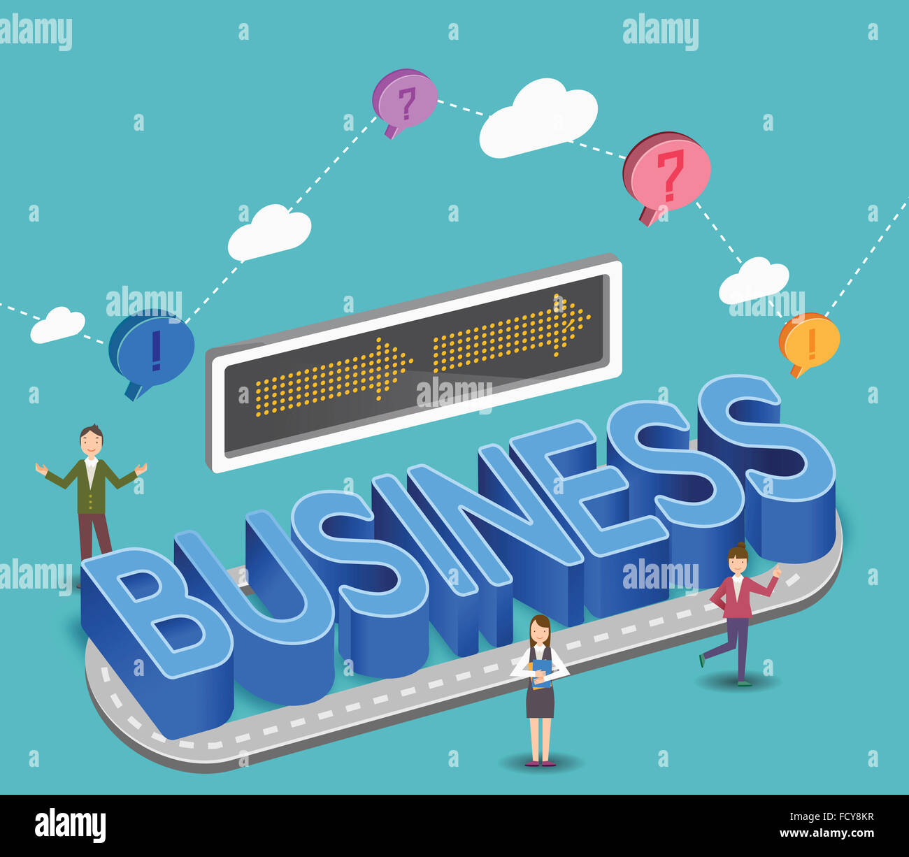 Three dimensional word BUSINESS on progress Stock Photo - Alamy