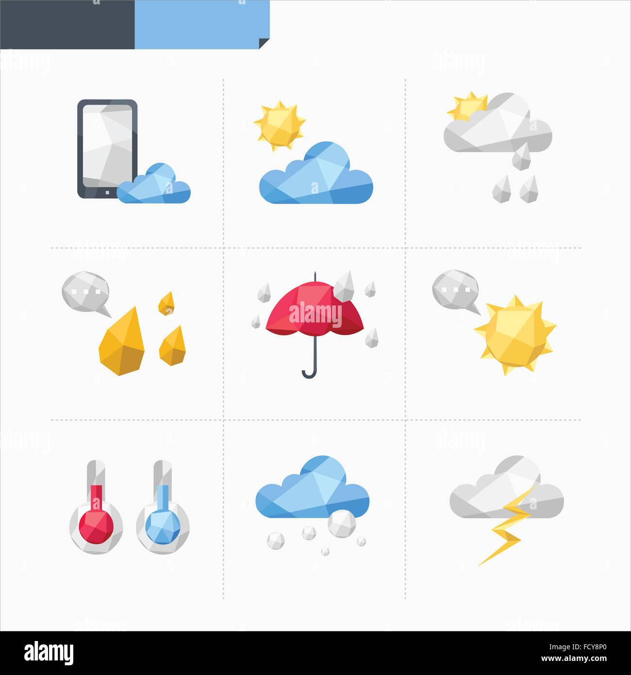 Various icons for weather Stock Photo - Alamy