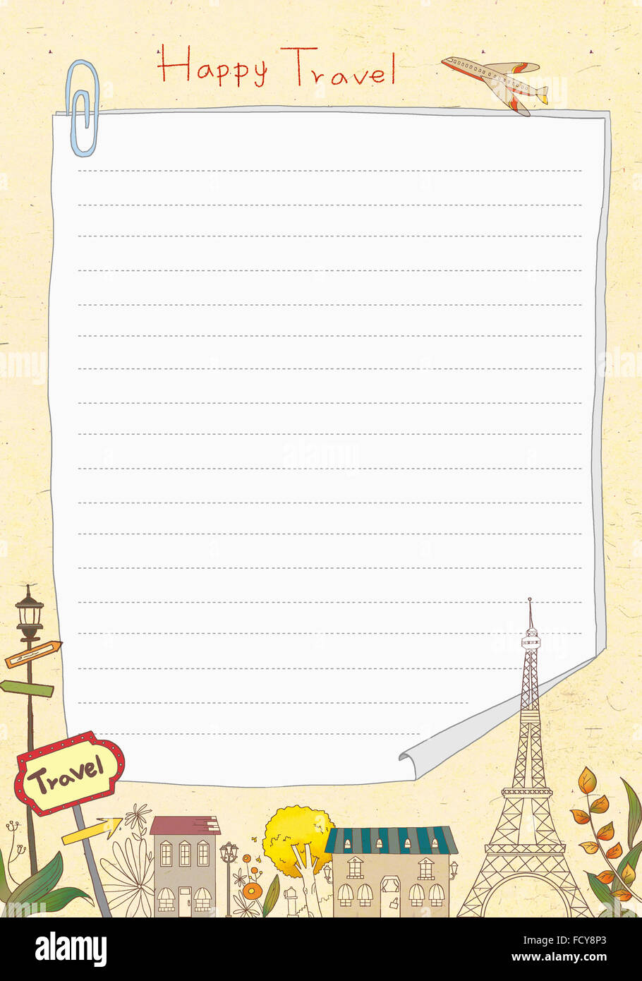 Letter paper with traveling theme Stock Photo - Alamy