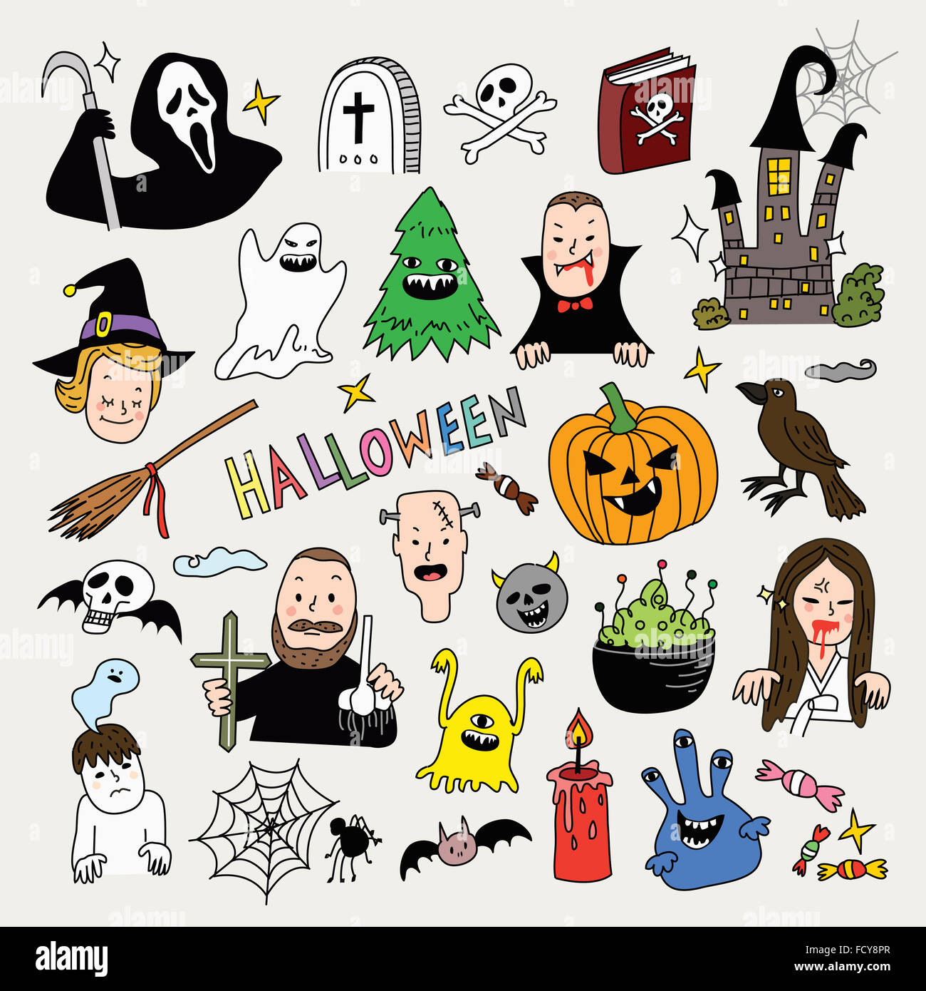 Various icons for Halloween Stock Photo - Alamy