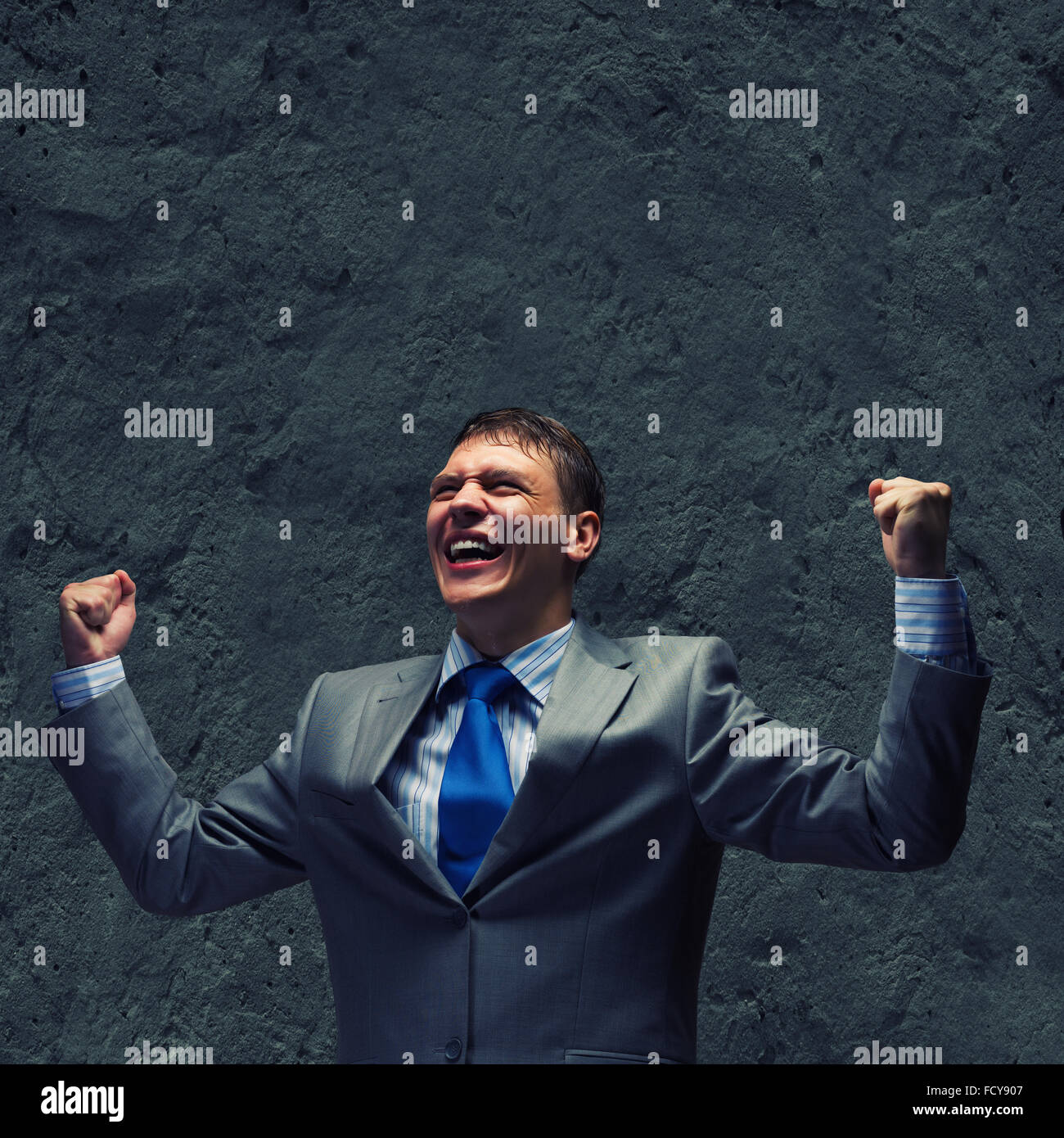 Successful businessman screaming in sky hi-res stock photography and ...